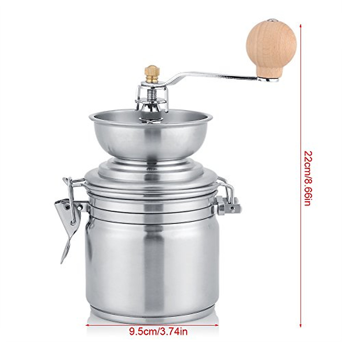 BEIJIALY Manual Coffee Grinder, Stainless Steel Manual Coffee Bean Mill Grain Mill Spice Nuts Grinding Mill Hand Tool, Portable Hand Crank Mill for Home Office Cafe(Silver)