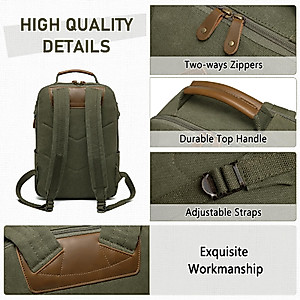 Kasqo Laptop Backpack 15.6 Inch Canvas Waterproof Anti Theft Business Travel College School Computer Bookbag Carry on Bag with USB Charging Port for Women Men, Black