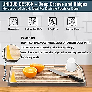 BSSuperU Plastic Cutting Boards for Kitchen with Ridge, Multifunctional Non Slip Upright Chopping Board with Juice Groove and Build in Sharpener Grater