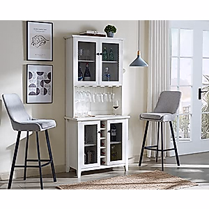 Home Source Jill Zarin White Bar Cabinet with Mesh Doors and Stem Glass Placement