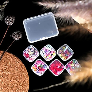 SKNBC 6 Pieces Small Clear Plastic Beads Storage Containers Box with Hinged Lid for Storage, 6 Mini 1 Big Plastic Craft Storage Boxe for Small Items and Other Craft Projects