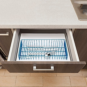 Snailhouse Silverware Organizer, Stainless Steel Utensil Cutlery Flatware Spoon Tray Organizer Holder Storage Box Case Divider for Kitchen Drawer, Blue