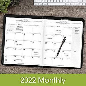 2022 Monthly Padfolio by AT-A-GLANCE, 9" x 11", Large, Executive, Black (7029005)