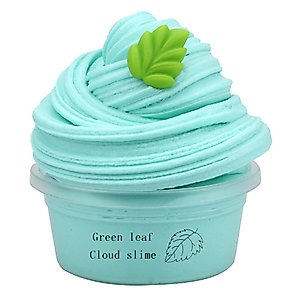 Mini Butter Slime Kit Scented Fruit Slime, Soft Non-Sticky Stress Relief Party Favor Putty Toy for Kids Teens (Green Leaves, 60ml)