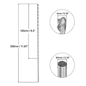 uxcell 4mm Twist Drill Bits, High-Speed Steel Straight Shank Extra Long Drill Bit 300mm Length for Wood Plastic Aluminum