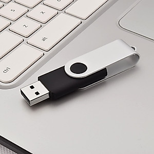 JUANWE 64GB USB Flash Drives 2 Pack Thumb Drives USB 2.0 Jump Drive Swivel USB Memory Stick Keychain Design, with LED Indicator, Black