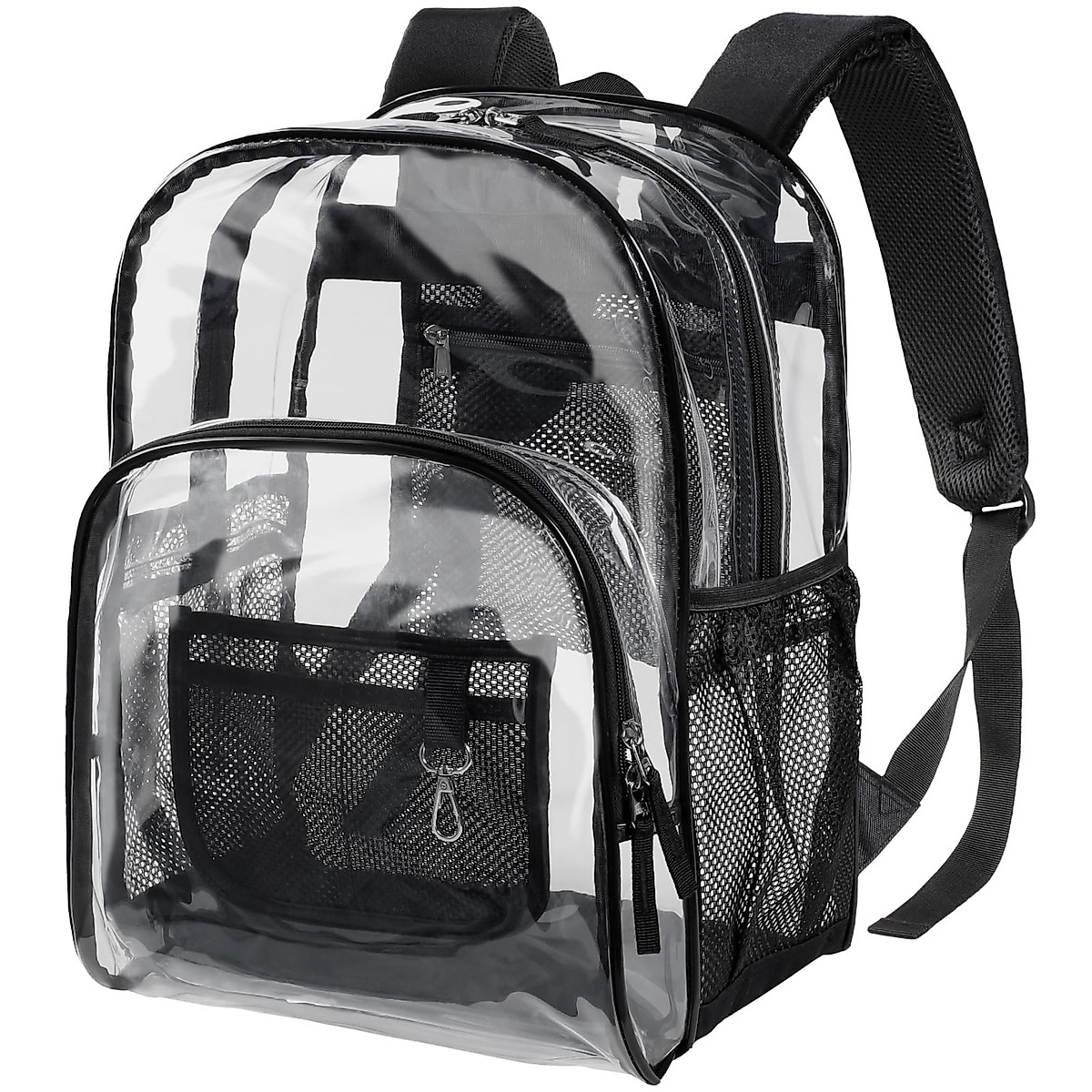 iSPECLE Clear Backpack, Durable School Backpack with Laptop Compartment Clear Backpack with Reinforced Padded Straps Transparent Bag for School, Work, Security, Black