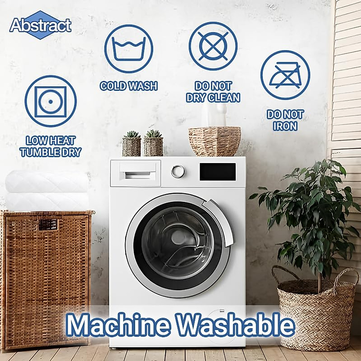 Abstract Mattress Pad - Quilted, Fitted Mattress Cover - Breathable Soft Cotton Cooling Mattress Protector for RV/Travel Trailer - Pillow Topper Bed Protector- 48"x75", White