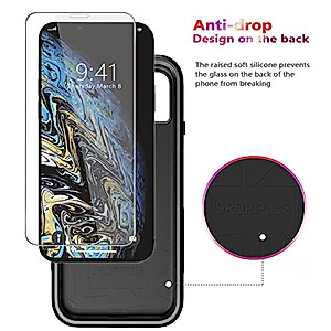 Diverbox for iPhone X Case/iPhone Xs Case [Shockproof] [Dropproof] [Tempered Glass Screen Protector ] Heavy Duty Protection Phone Case Cover for Apple iPhone X/XS (Black)