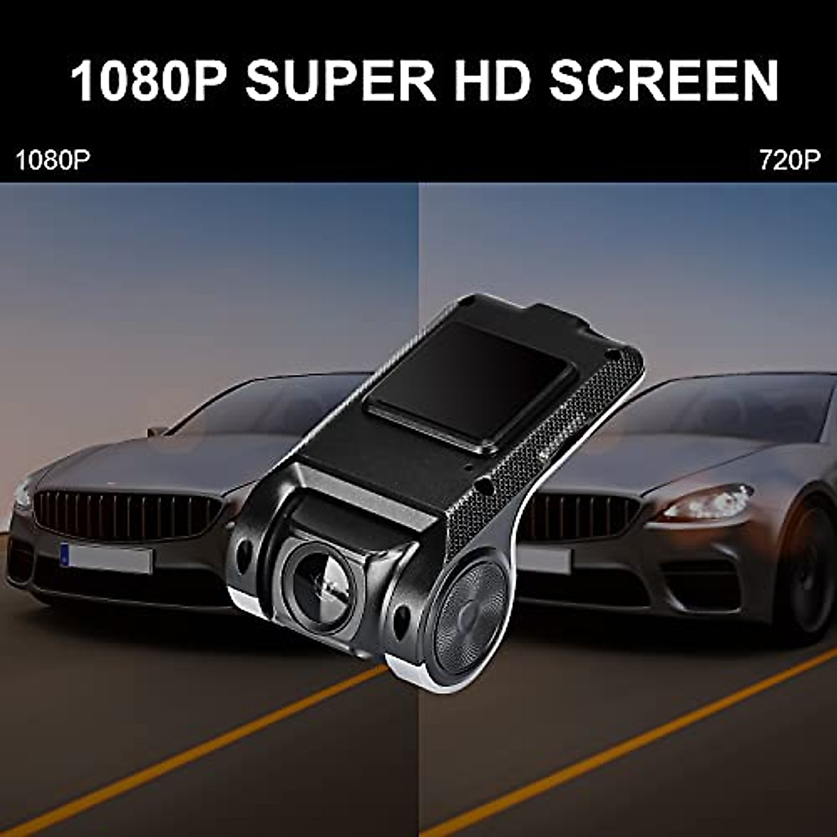 PASASABLE USB Dash Camera Car DVR Night Vision HD 1080P, 140° Wide Angle Road Video Recorder Support ADAS, Loop Recording