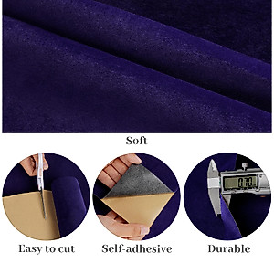 VaryPaper 15.7''x78.7'' Dark Blue Self Adhesive Velvet Fabric Soft Velvet Drawer Liner for Dresser Jewelry Box Felt Liner Velvet Paper Roll Flocking Contact Paper for Cabinets Shelves Wall Arts Crafts