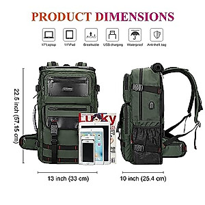 WITZMAN Carry On Travel Backpack for Men Duffle Bags Fit 17 Inch Laptop Airline Approved Laptop Backpack(B685 Army Green)