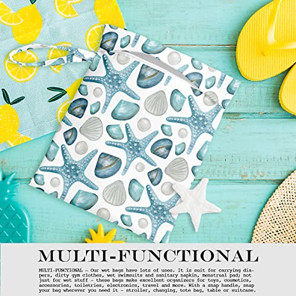 zcyxuuw Wet Bag, Wet Dry Bag, Wet Bag for Swimsuit, Travel, Beach, Pool, Diapers, Dirty Yoga Gym Clothes, Makeup Bag, Beach Wedding Supplies, Waterproof Reusable Shell Pearl Starfish Whale