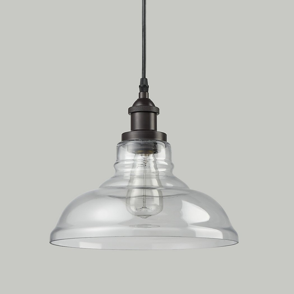 CLAXY Ecopower Industrial Edison Vintage Style 1-Light Pendant Glass Hanging Light Kitchen Island Dining Pendant Lighting