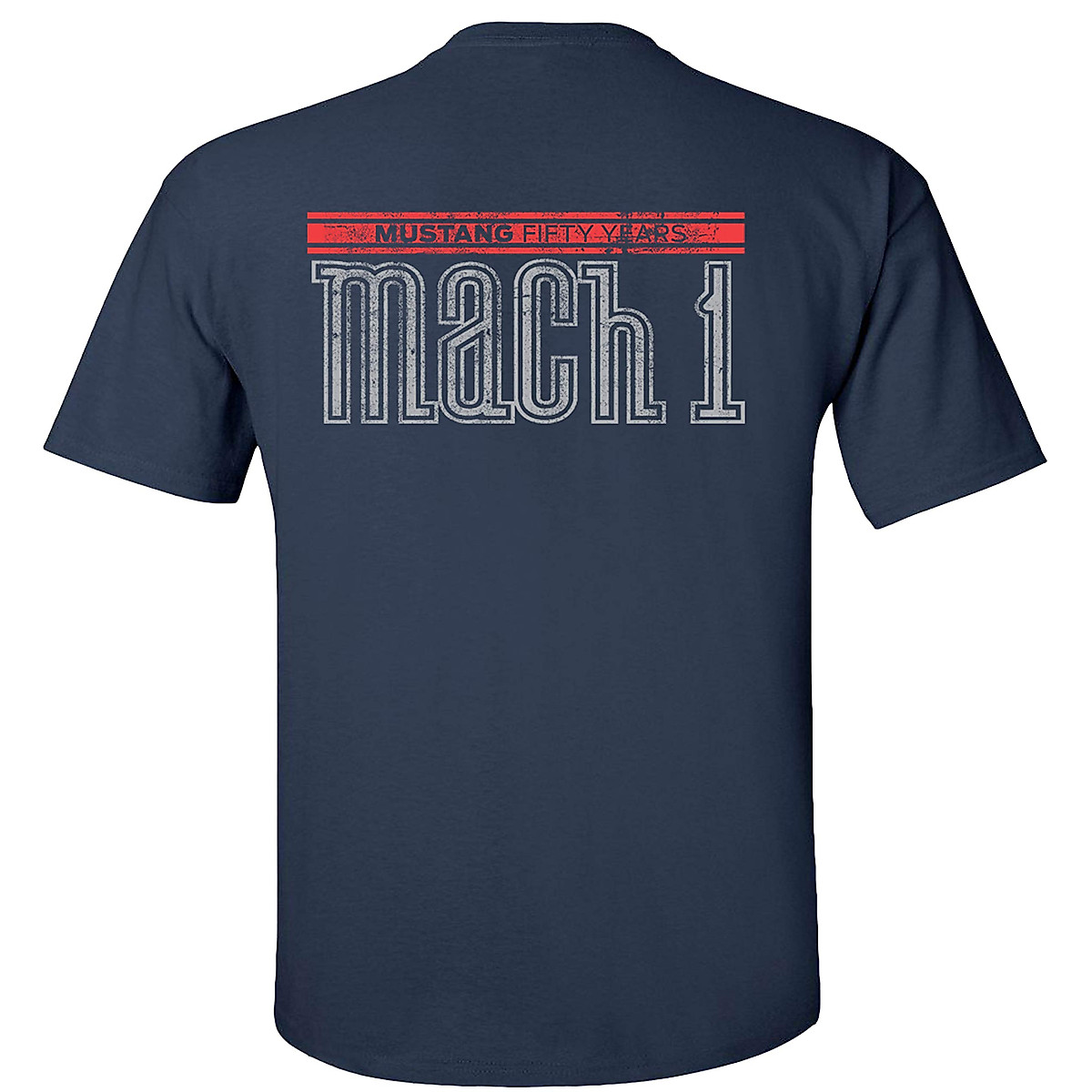 Fair Game Ford Mustang Mach 1 T-Shirt 50 Years Pony Logo Fifty Anniversary-Navy-L