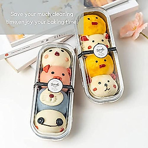 Findful Mini Loaf Baking Pans with Lids And Spoons (100 Pack, 6.8oz) Rectangle Aluminum Foil Baking Pans Tins Containers - Cupcake Containers Wrappers Cheesecake Creme Brulee Ramekins