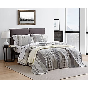 Eddie Bauer Home - Queen Quilt Set, Cotton Reversible Bedding with Matching Shams, Home Decor for All Seasons (Fairview Grey, Queen)