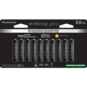 Eneloop Panasonic BK-3HCCA16FA pro AA High Capacity Ni-MH Pre-Charged Rechargeable Batteries, 16-Battery Pack