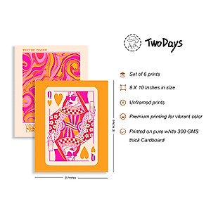 TwoDays Trendy Retro Wall Art, Pink Preppy Room Decor Aesthetic, Cute Teen Girls Apartment Lucky Queen Poster, Funky Affirmation Pictures, Angel Number Prints (8" x 10", Set of 6, UNFRAMED)