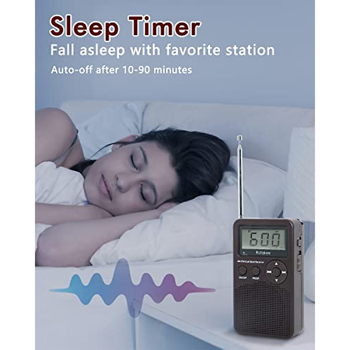Ratakee Battery Operated Handheld AM/FM Radio with Preset, Sleep Timer and Battery Backup for Yard Work, Walking, Camping, Jogging, Fishing, 3 AA Battery Powered