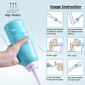Postpartum Care Bottle, Inverted Nursing Bottle Spray Bottle, Travel Bidet, Woman and Mother and Baby Wash 2 in 1 Handheld Personal Bidet Bottle 500Ml, Resistant to 100ºC, Bonus Bag (Green)