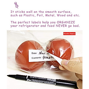 Hcode 1 x 3'' Self-Adhesive Removable Freezer Food Storage Labels - Easy Clean Leaves No Residue - Meal Prep Labels Plastic Paper Sticker Perfect for Reusable Containers 300 Stickers(1x3" Fill in)