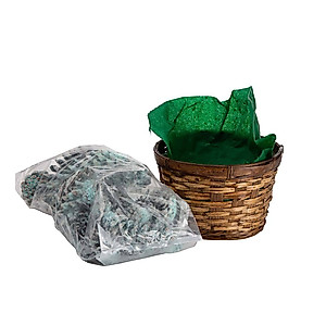 Plow and Hearth Color-Changing Fireplace Color Cones, 1 lb. in Gift Basket, Indoor/Outdoor Wood Fires, Fire Pit, Hostess Gift, Housewarming Gifts, 10 Minutes, Blue and Green Flames, 7" Dia. x 10" H