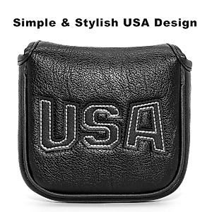 Golf Putter Cover, Putter Headcovers Golf Club Head Covers Putter Headcover for Blade Leather Golf Mallet Putter Head Covers with Magnetic for All Brands USA Style