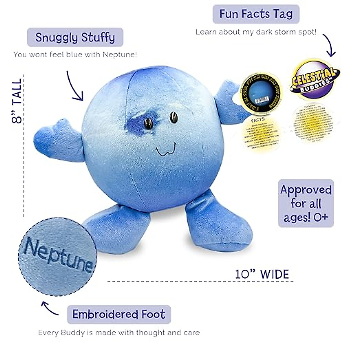Celestial Buddies Neptune Buddy Science Astronomy Space Solar System Educational Plush Stuffed Planet Toy