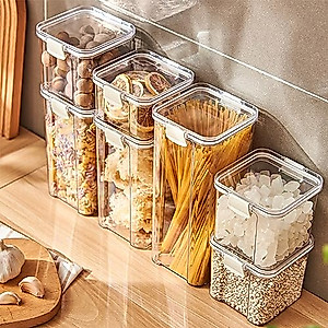 5 Size Single Airtight Food Storage Containers with Lids,Kitchen Clear Plastic Canisters Sealed Jar with Easy Lock Lids for Pantry Organization and Storage for Cereal,Rice,Pasta,Flour,Sugar