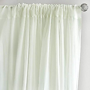 BalsaCircle 10 feet x 10 feet Ivory Sheer Voile Backdrop Drapes Curtains 2 Panels 5x10 ft - Wedding Ceremony Party Home Decorations