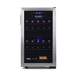 NewAir Wine Cooler and Refrigerator | 28 Bottle Capacity | Freestanding/Built-in Countertop Wine Cellar in Stainless Steel with UV Protected Glass Door NWC028SS01
