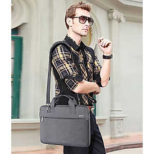 Voova Laptop Bag 13-14 Inch, 360° Protective Laptop Case Sleeve with Shoulder Strap Compatible with Macbook Air 13, MacBook Pro 13/14, Waterproof Computer Bag Slim Briefcase for Men Women, Grey