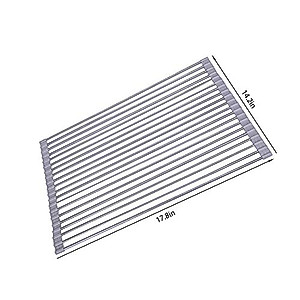 Ahyuan Roll up Dish Drying Rack Over The Sink Dish Drying Rack Roll-up Drying Rack Sink Drying Rack Dish Racks for Kitchen Counter Camper Accessories (Warm Gray, 13.8''Wx17.7''L)