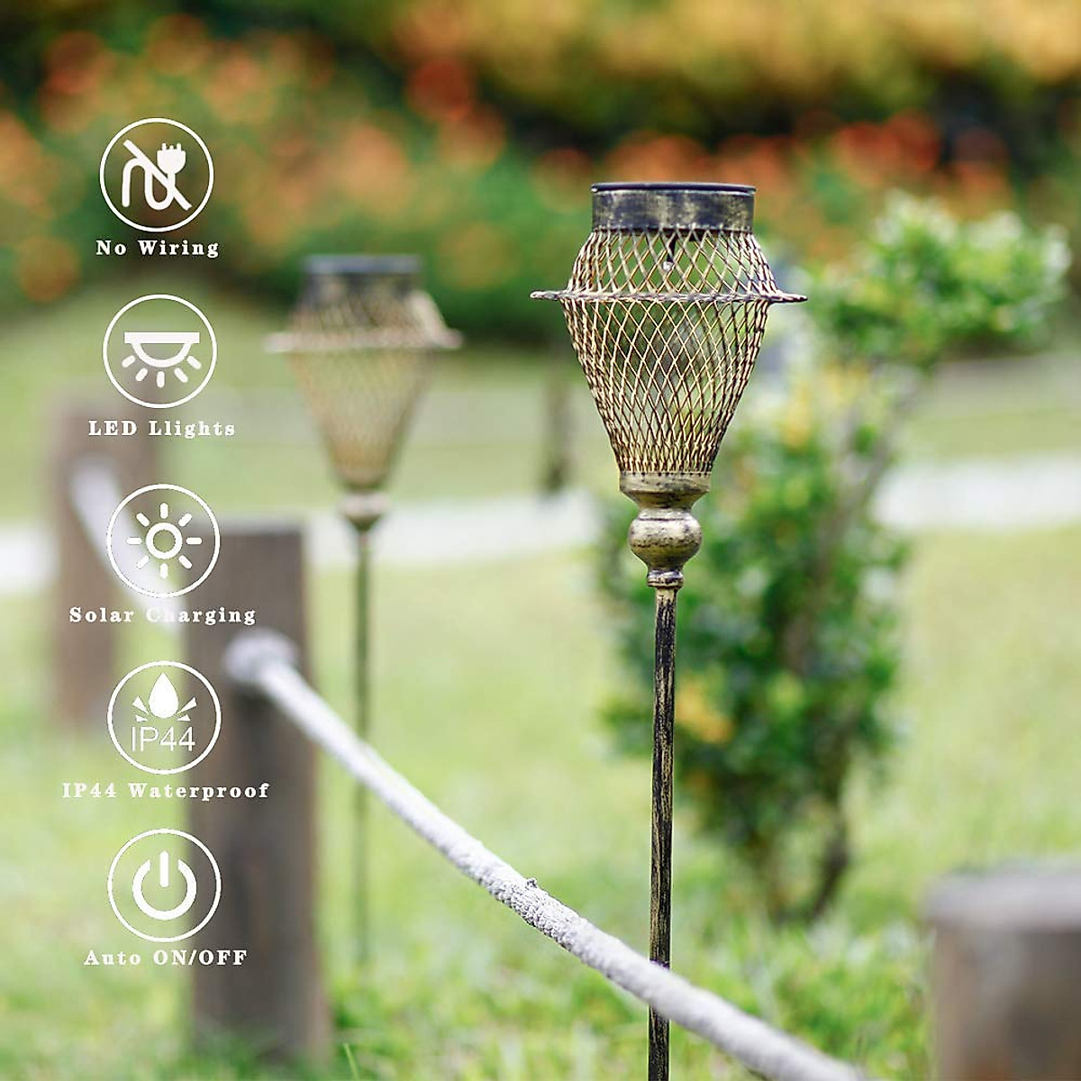 2Pack Solar Lights Outdoor Garden,Hanging Pathway Decor Light with Hollowout Retro Metal Waterproof Solar-Powered for Pool Party Porch Yard Patio Pond Wedding Christmas Decorations (pattern1)