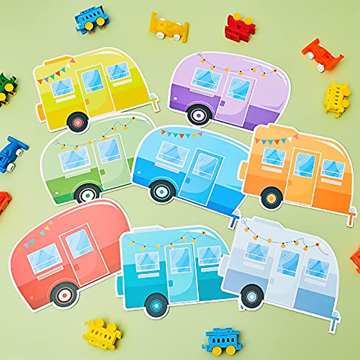 Camper Cutouts Vintage Trailers Cutouts Camping Bulletin Board Decoration Set for Classroom Decor School Playroom Baby Nursery Kids Bedroom Studio (72 Sheets)