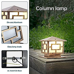 WENZIFI Outdoor Column Lights Waterproof Patio Outdoor Post Lights Fixture Anti-Rust Aluminum Modern Pillar Light Outdoor Exterior Post Light Fixtures for Garden Patio Lawn E26