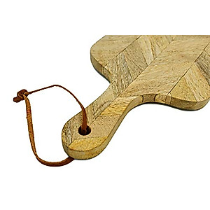 Mango Wood Mosaic Cutting Board Small With Leather Loop | Rustic Modern Design Serving Platter by Alchemade
