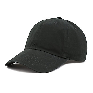 The Hat Depot Kids Washed Low Profile Cotton and Denim Plain Baseball Cap Hat (2-5 yrs, Black)