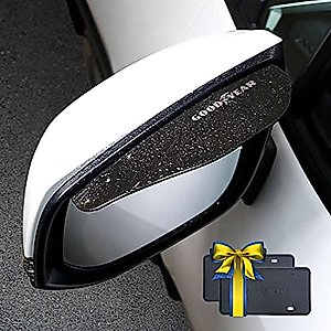Goodyear Side View Mirror Guards, Pair, Flexible Plastic Protection to Improve Clarity, Visibility, and Road Safety, Protects Against Rain, Snow, and Dirt, Includes 2 License Plate Frames - GY003798