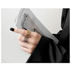 Women'S Sterling Silver Ring, Simple Irregular Yellow Gold Open Ring Gold