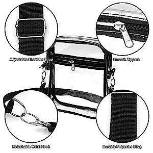Grezea Clear Bag Stadium Approved, Crossbody Bags, Small Transparent Purse for Women See Through Handbag with Adjustable Strap for Concerts Sports Events, Fans, Game, Festivals…