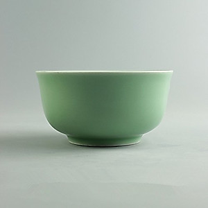 Rice Bowls 13.5Ounce Celadon Porcelain Engraved Lotus for Cereal and Soup(5 Inch)
