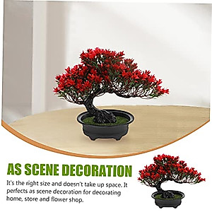 VOSAREA 2pcs Simulation Welcome Pine Faux Trees Faux Bonsai Tree Fake Tree Cactus Pots Artificial Plants Christmas Outdoor Decorations Household Pin Tree Decoration Plastic Tree Decor Red