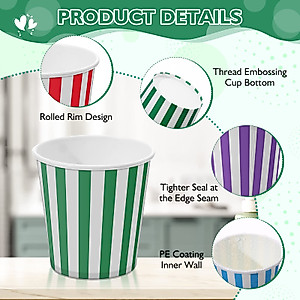 meekoo 1000 Pack 4oz Paper Cups Multicolor Mouthwash Cups Striped Pattern Bathroom Cups Hot Cold Beverage Disposable Cups Small Ice Cream Cups Drinking Cup for Party, Picnic and Event, 10 Colors