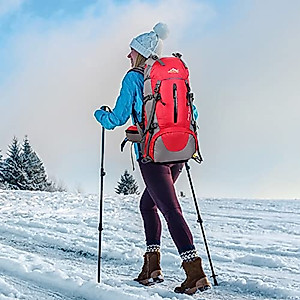 HERYWEKD Hiking Backpack, 50L Travel Backpack, Waterproof Lightweight Camping Backpack， Suitable for Hiking, Mountaineering, Camping (Red)