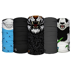 S A Company Kids' Face Shields UPF 30+, Breathable Multipurpose Neck Gaiters for Boys and Girls (Pack of 5 - Animal Kingdom)