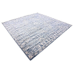 Unique Loom Paris Collection Area Rug - Birch (8' Square, Blue/ Beige)