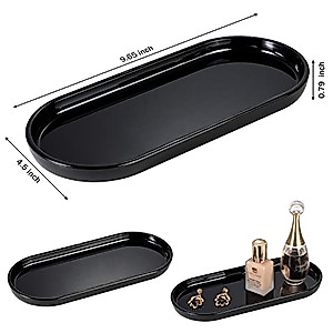 Acrylic Vanity Tray Bathroom Storage Organizer Tray, Catchall Tray, Countertop Sink Tray Dispenser,Sturdy Holder for Cabinet, Vanity, Shelf, Cupboard, Cabinet, or Closet Organization(2 Pack) (Black)