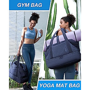 Weekender Bags for Women, BAGSMART 2 Pcs 37L Large Travel Duffle Bag with Shoe Compartment and Wet Pocket for Travel Essentials, Gym Bag Overnight Hospital Bag for Labor and Delivery(Navy Blue)